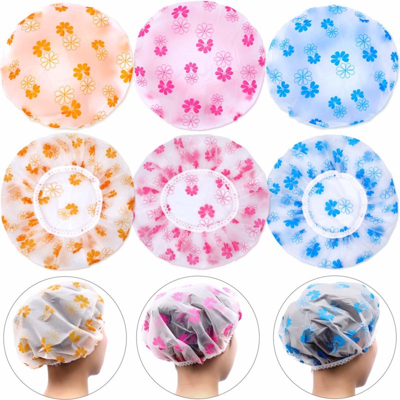 1Pcs Women Shower Satin Hats Reusable Bath Shower Caps Hair Double ...